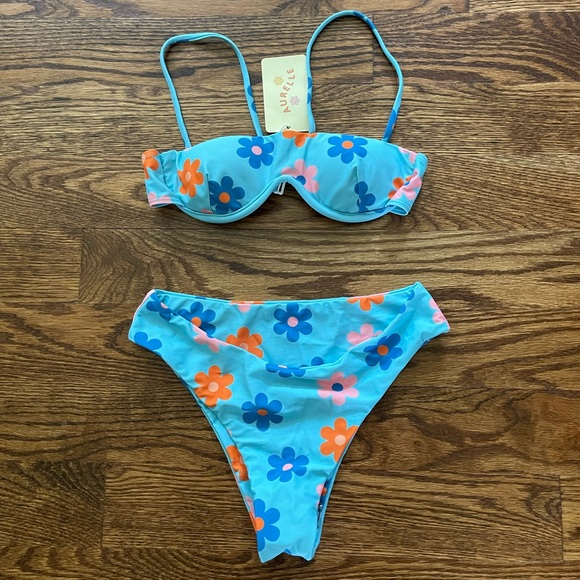 Aurelle | Swim | Nwt Aurelle Neon Floral Bikini Set | Poshmark